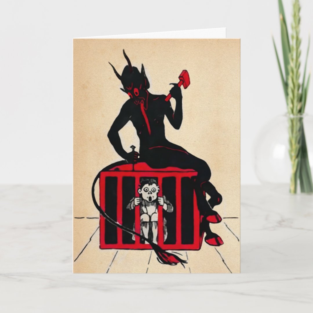 Vintage Krampus Christmas Card | Zazzle