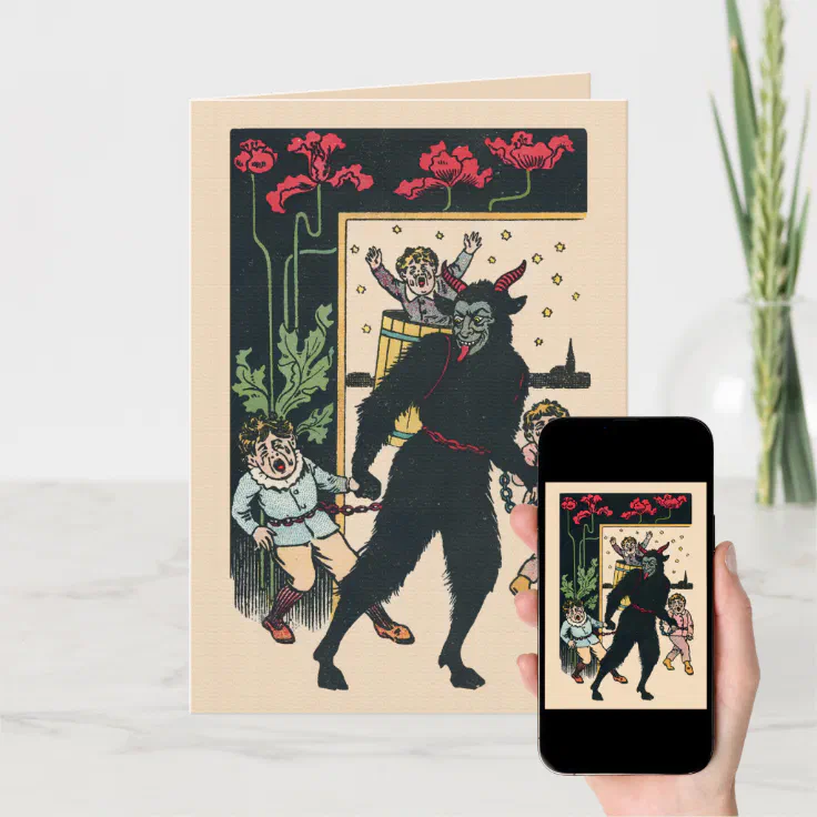 Vintage Krampus Christmas Card | Zazzle