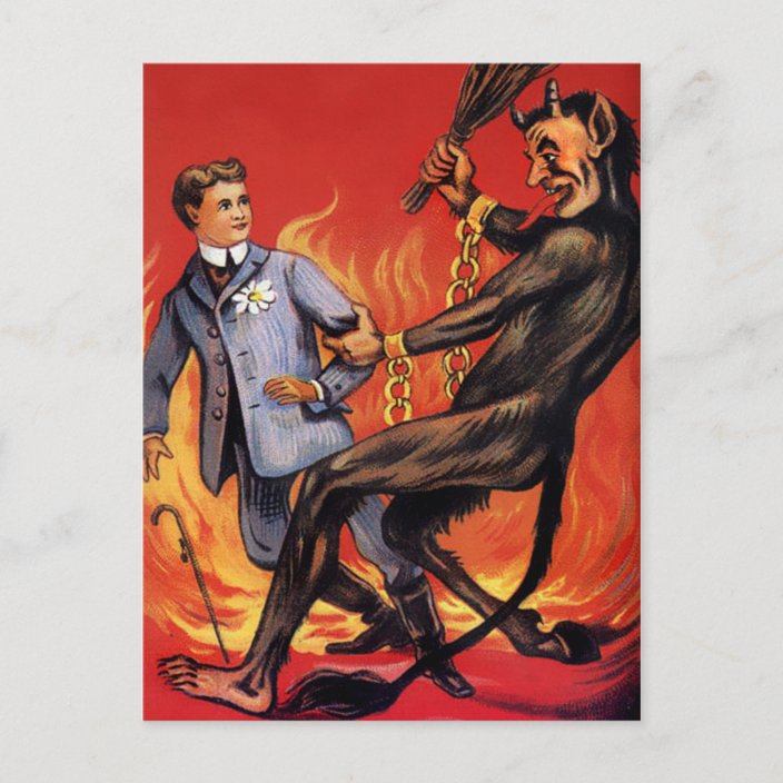 Vintage Krampus in Hell Postcard | Zazzle.com