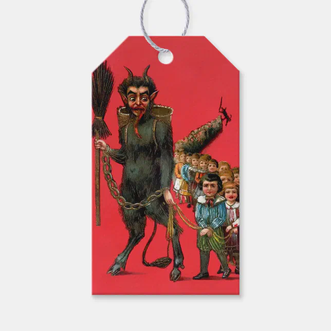 Vintage Krampus with Children Gift Tags | Zazzle