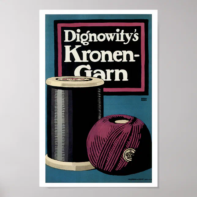 Vintage Kronengard Yarn Ad Poster | Zazzle
