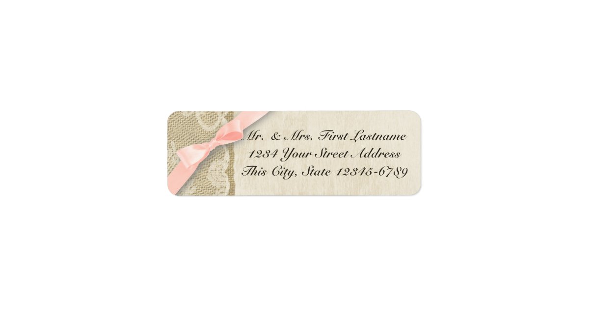 Vintage Lace and Blush Bow Label | Zazzle
