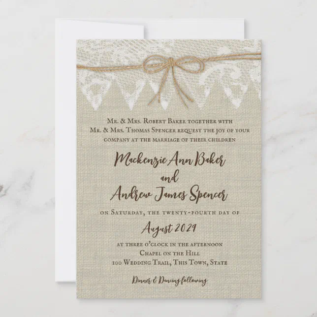 Vintage Lace Country Fair Wedding Invitation | Zazzle