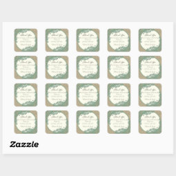 Vintage Lace Design Sage Green Square Sticker | Zazzle