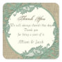 Vintage Lace Design Sage Green Square Sticker | Zazzle
