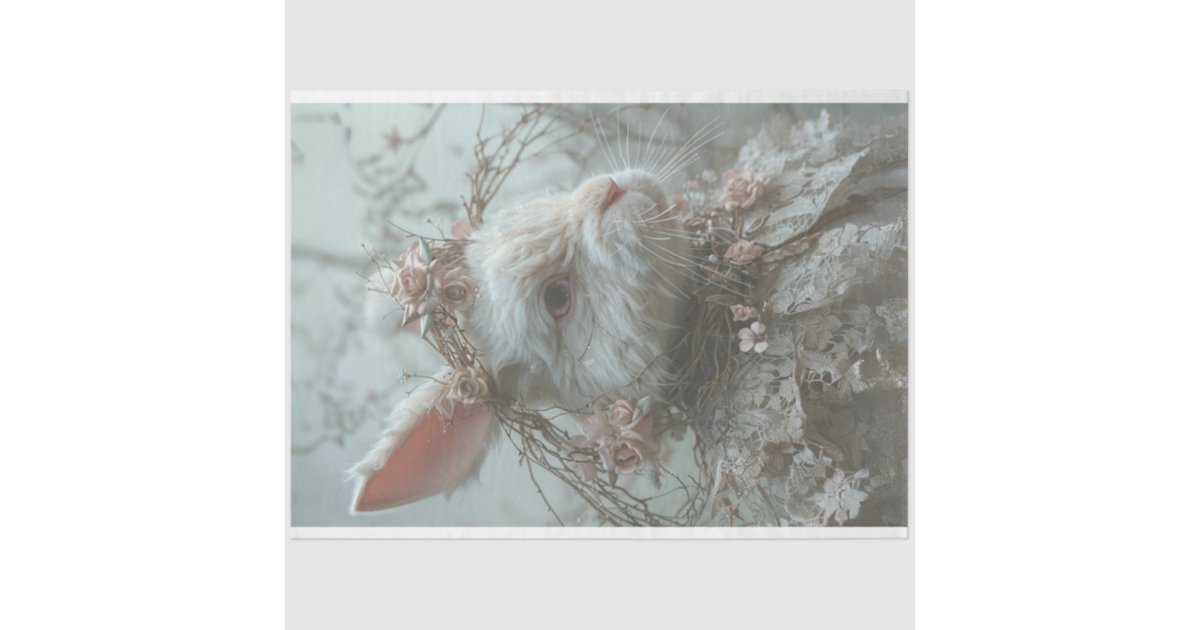 Vintage Lace Easter Rabbit Decoupage Tissue Paper | Zazzle