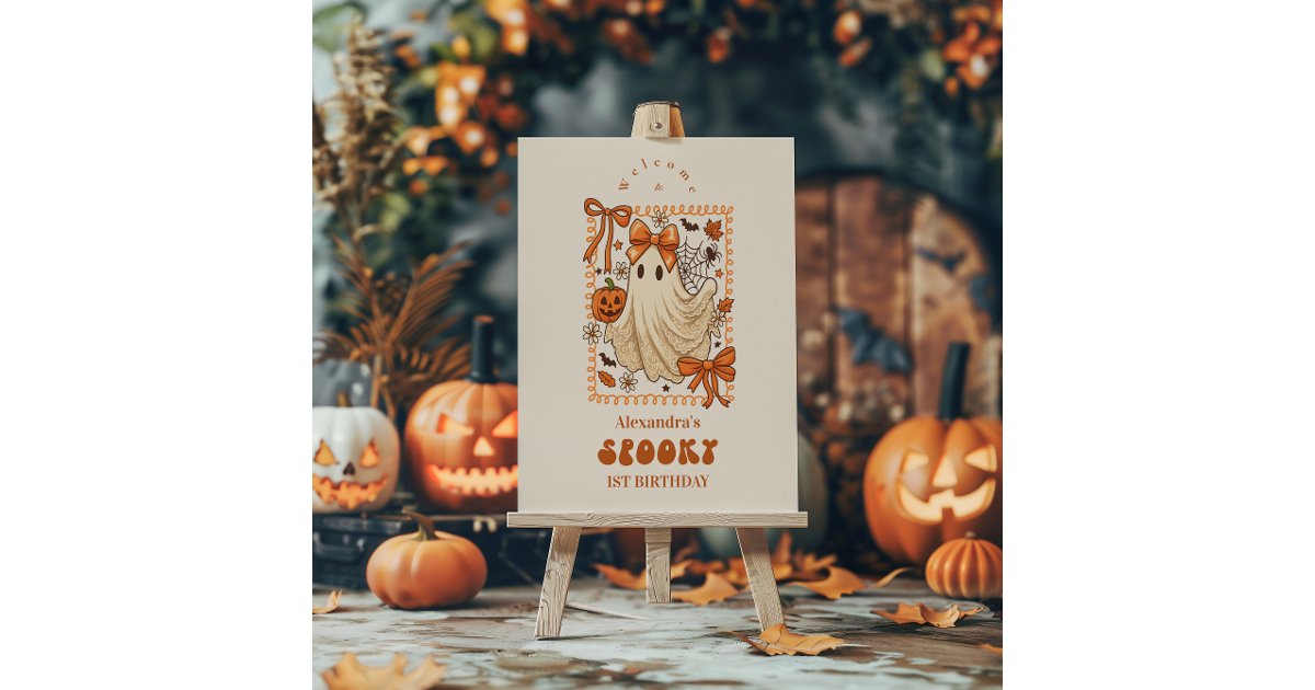 Vintage Lace Ghost Coquette Halloween 1st Birthda Foam Board | Zazzle