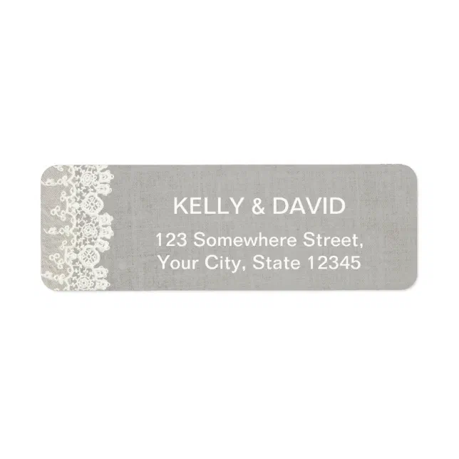 Vintage Lace & Linen Rustic Wedding Label | Zazzle