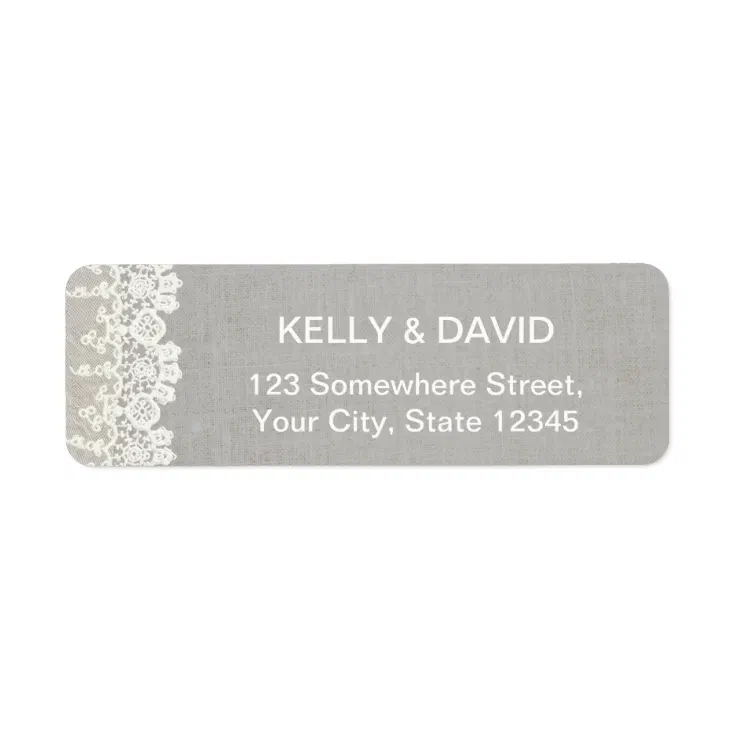 Vintage Lace & Linen Rustic Wedding Label | Zazzle