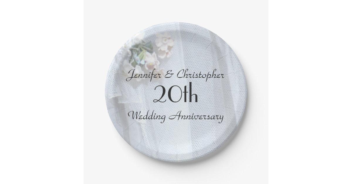 Vintage Lace Paper Plates 20th Wedding Anniversary | Zazzle