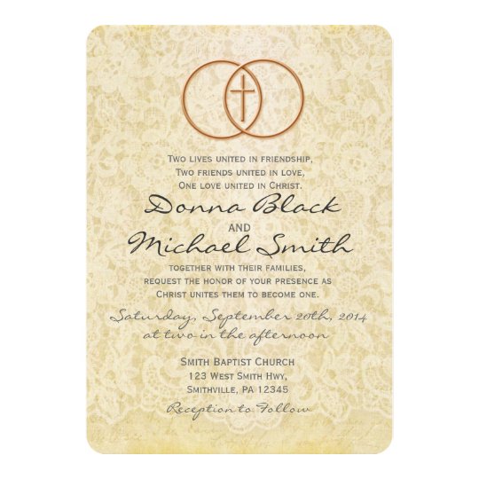 Vintage Lace Religious Wedding Invitations | Zazzle.com