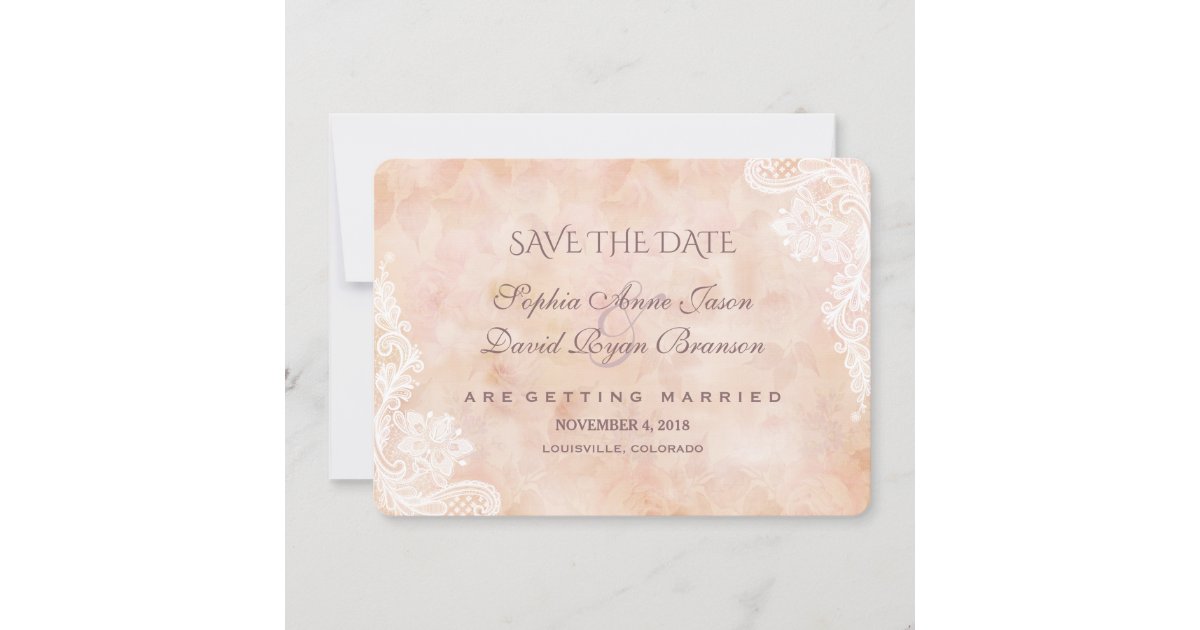 Vintage Lace Roses Old Paper Wedding Save The Date | Zazzle