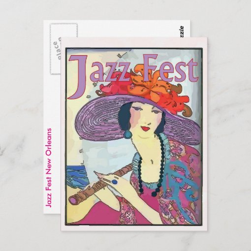 Vintage Ladey, Jazz Fest Postcard | Zazzle