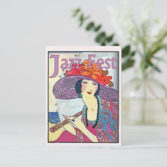 Vintage Ladey, Jazz Fest Postcard | Zazzle