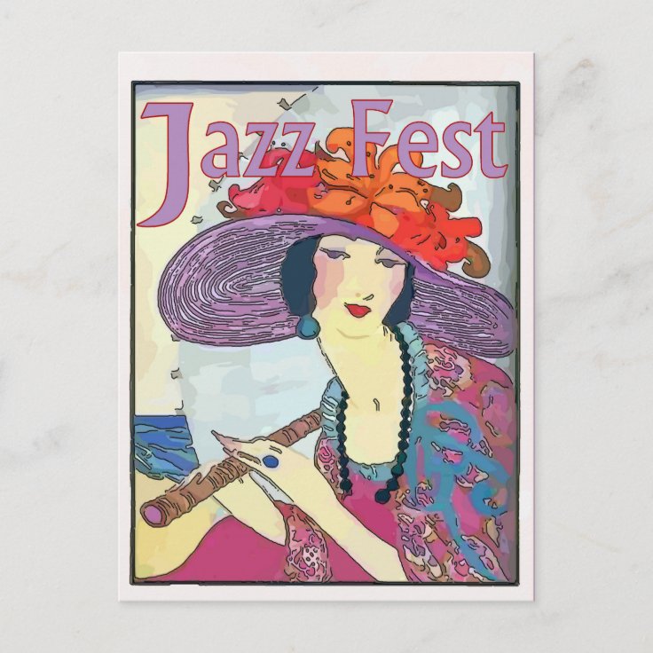 Vintage Ladey, Jazz Fest Postcard | Zazzle