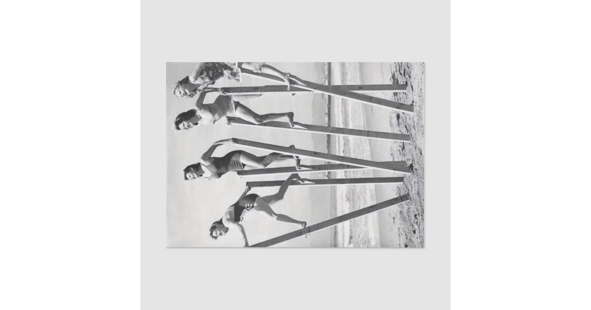Vintage Ladies at the Beach on Stilts Tissue Paper | Zazzle