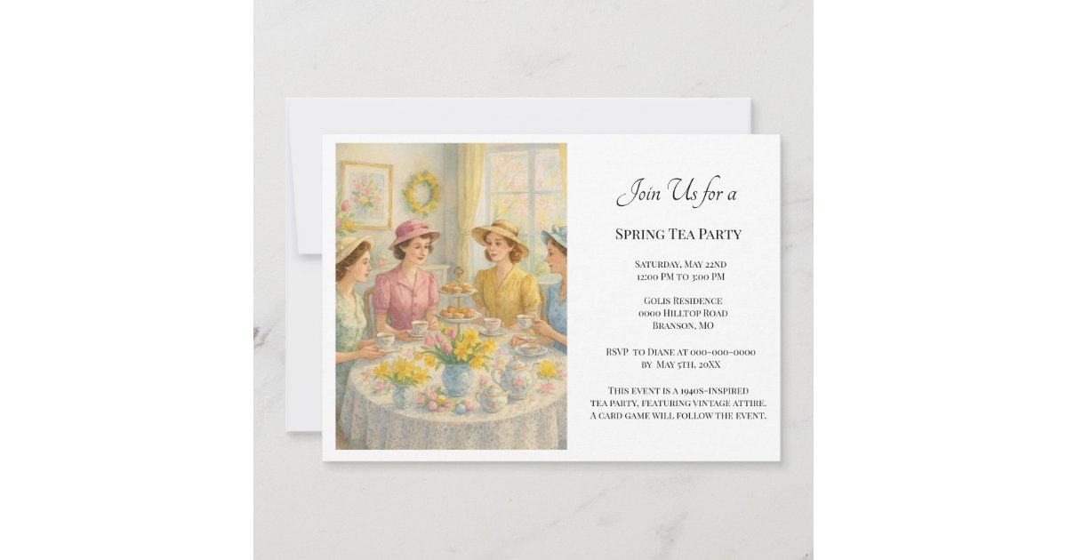 Vintage Ladies Spring Tea Party Invitation | Zazzle