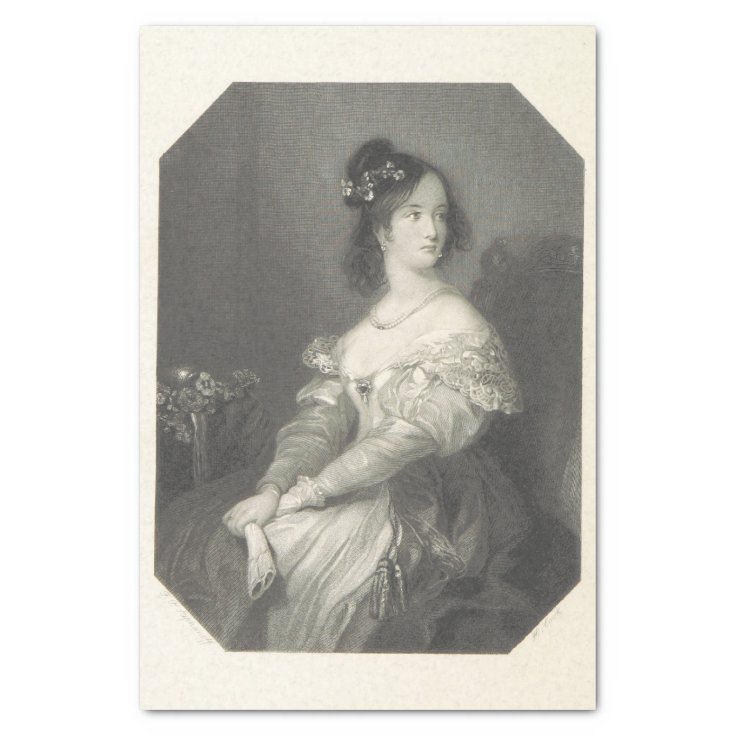 Vintage Lady Black and White Tissue Paper | Zazzle