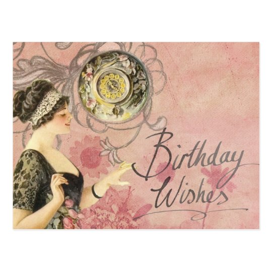 Vintage Lady Happy Birthday Postcard | Zazzle.com