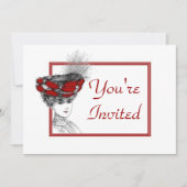 Vintage Lady In Red Hat Invitation | Zazzle