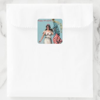 Vintage Lady Liberty Square Sticker | Zazzle