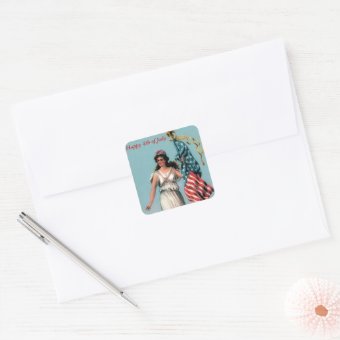 Vintage Lady Liberty Square Sticker | Zazzle