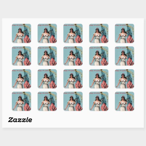 Vintage Lady Liberty Square Sticker | Zazzle