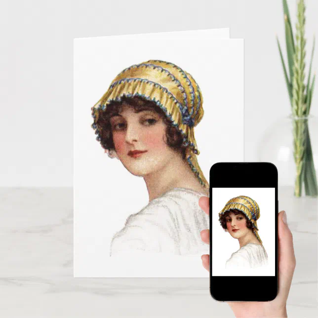 Vintage Lady wearing Bonnet Card | Zazzle