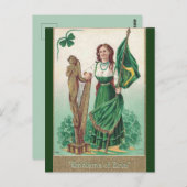 Vintage Lady With Harp and Flag Emblems of Erin Postcard | Zazzle