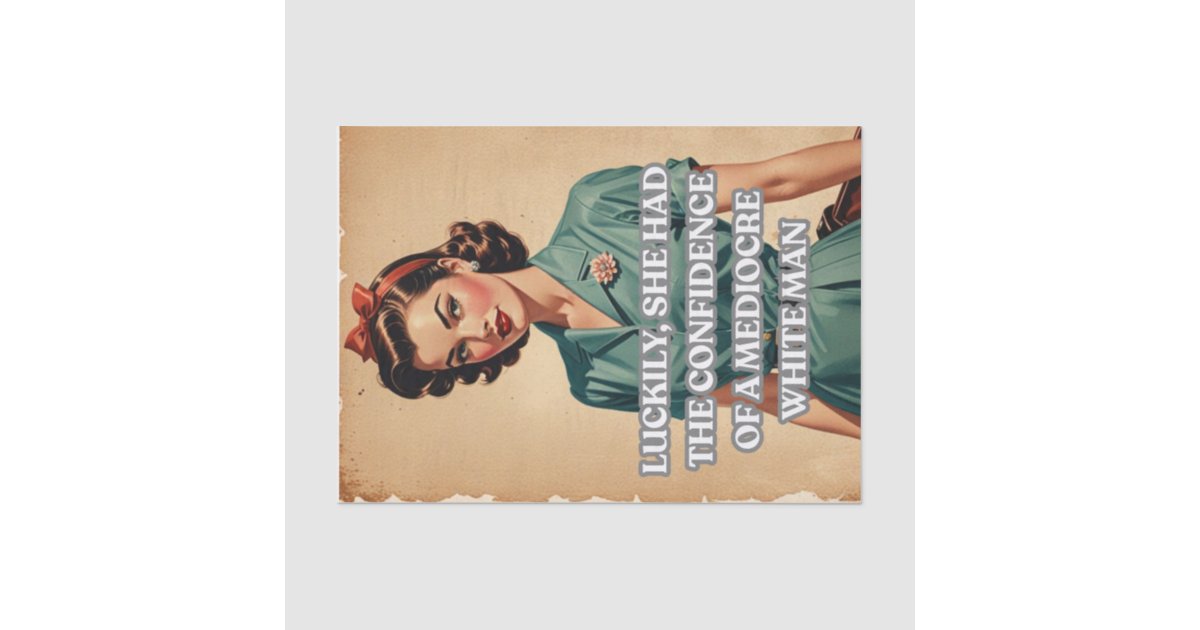 Vintage Lady with Quote Confidence Decoupage Paper | Zazzle