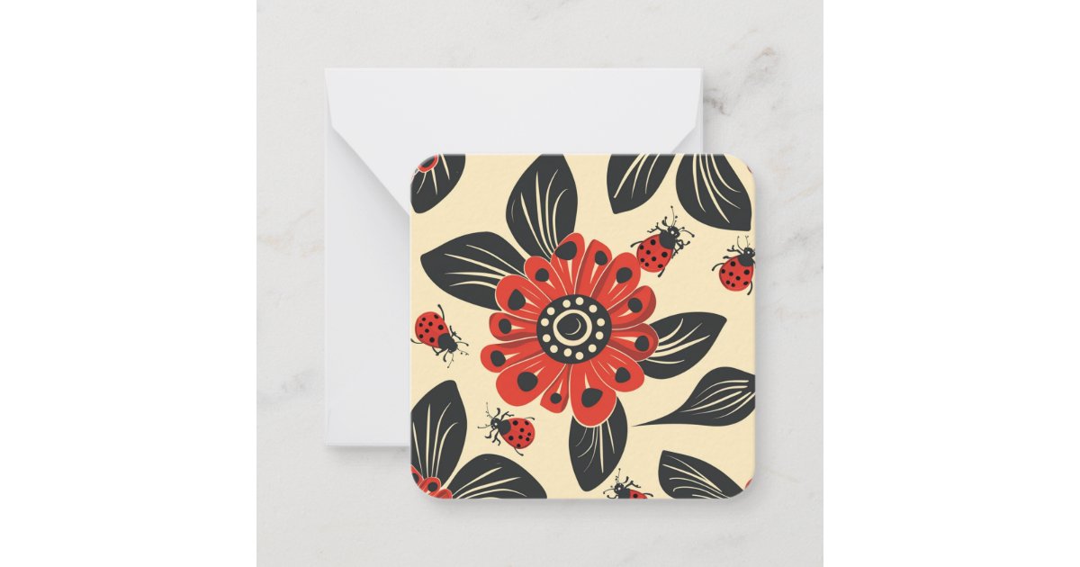 Vintage Ladybug Elegance Note Card | Zazzle