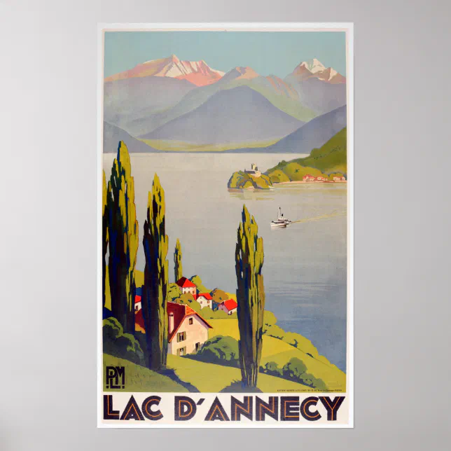 Vintage Lake Annecy France Travel Poster | Zazzle