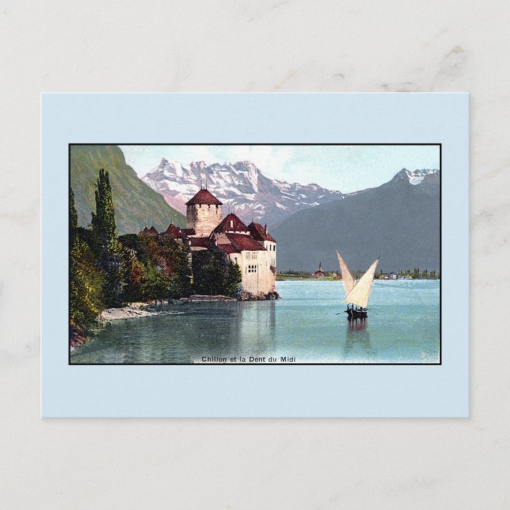Vintage Lake Geneva Chillon Castle Postcard | Zazzle