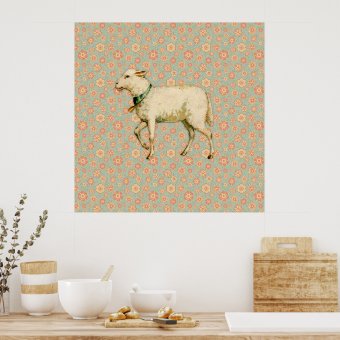 Vintage Lamb Art Poster | Zazzle