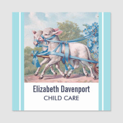 Vintage Lambs Dressed in Fancy Blue Ribbons Name Tag | Zazzle