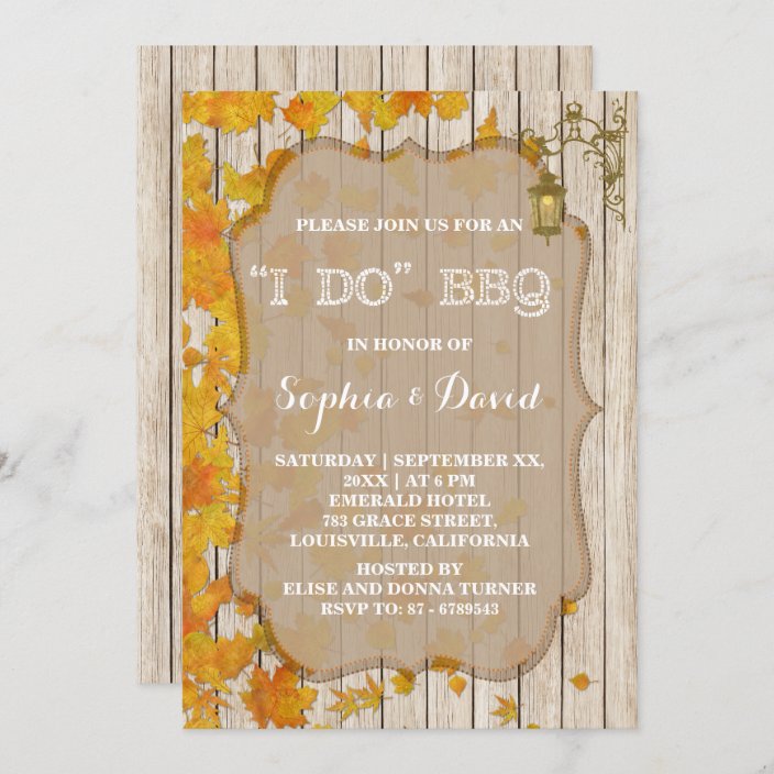 Vintage Lamp Old Wood Fall I DO BBQ Invite | Zazzle.com