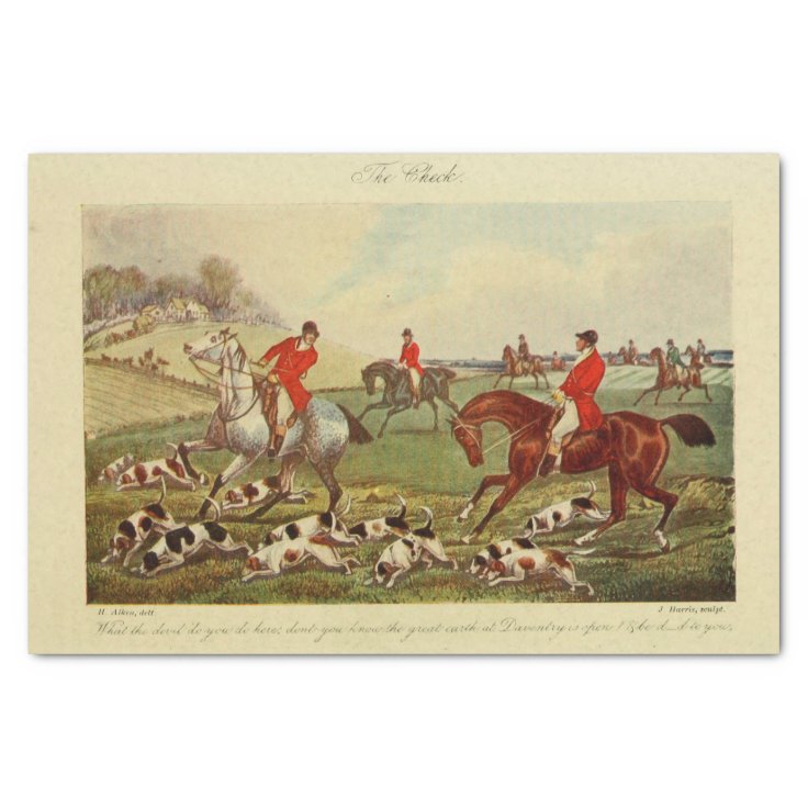 Vintage Landscape Fox Hunt Dogs Ephemera Decoupage Tissue Paper | Zazzle