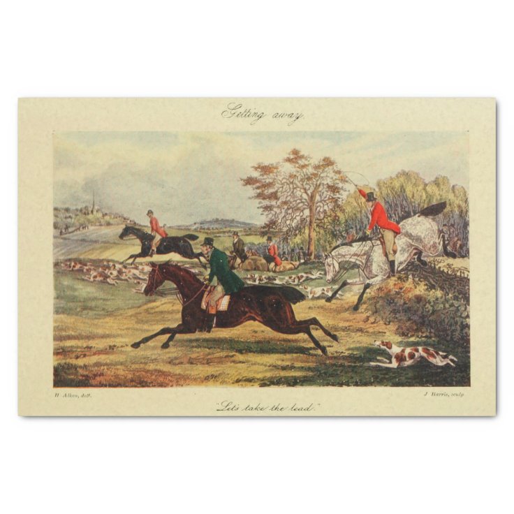 Vintage Landscape Fox Hunt Ephemera Decoupage Tissue Paper | Zazzle