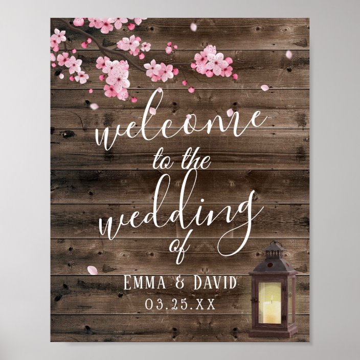 Vintage Lantern Pink Floral Wedding Welcome Sign | Zazzle