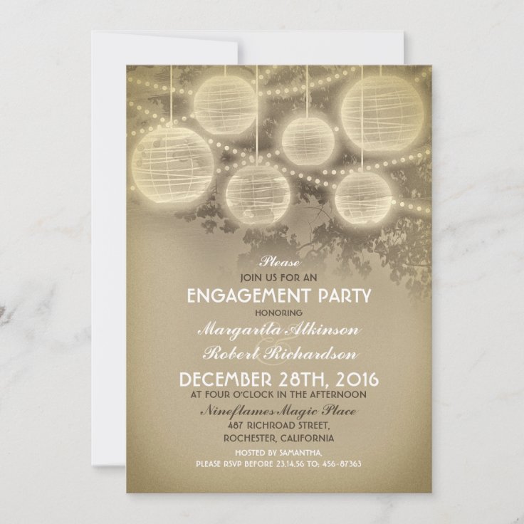 vintage lanterns engagement party invitations | Zazzle