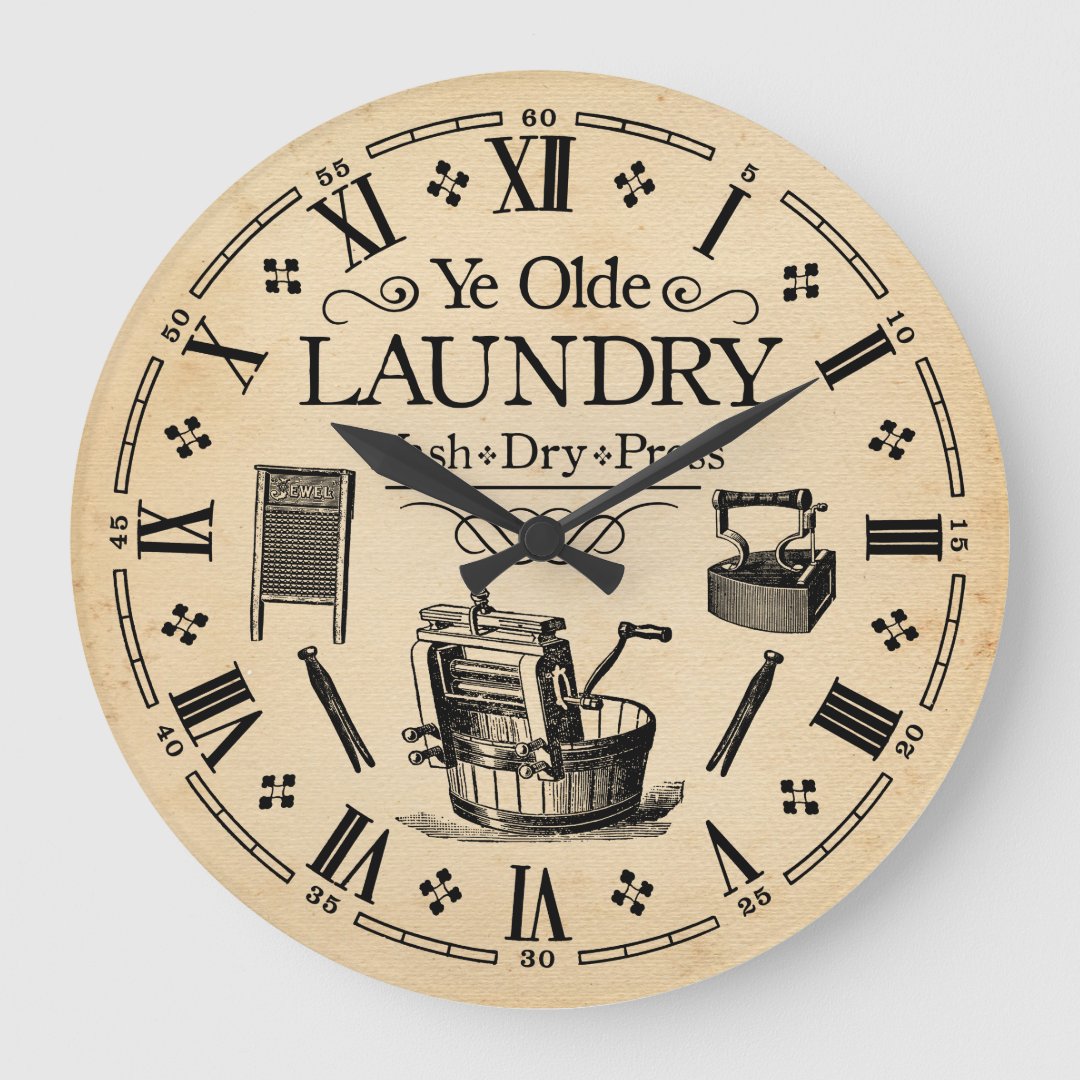 Vintage Laundry Room Clock | Zazzle