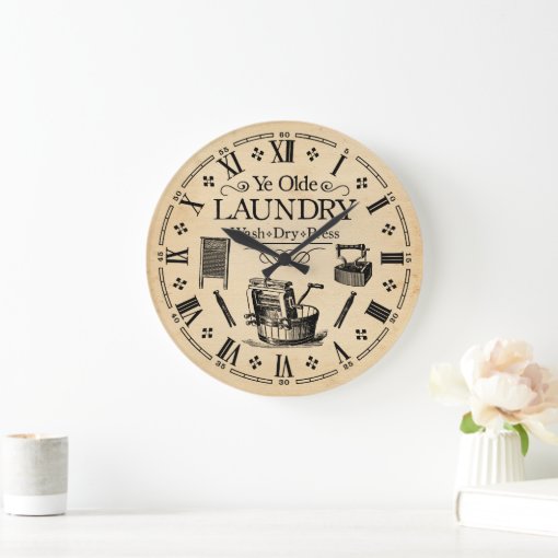 Vintage Laundry Room Clock | Zazzle