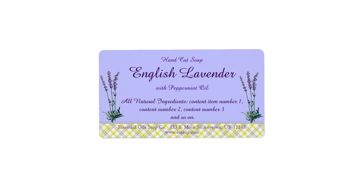 Vintage Lavender and Plaid Handmade Soap Label | Zazzle