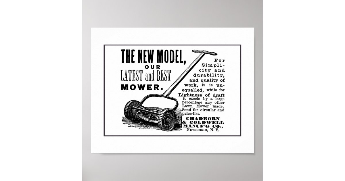 Vintage lawn mower advert poster | Zazzle