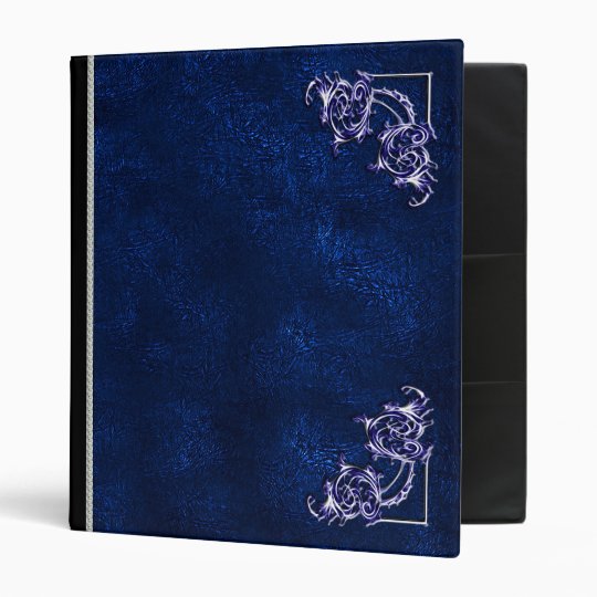 Vintage leather embellished blue swirl binder | Zazzle.com