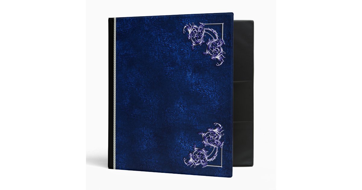 Vintage leather embellished blue swirl binder | Zazzle
