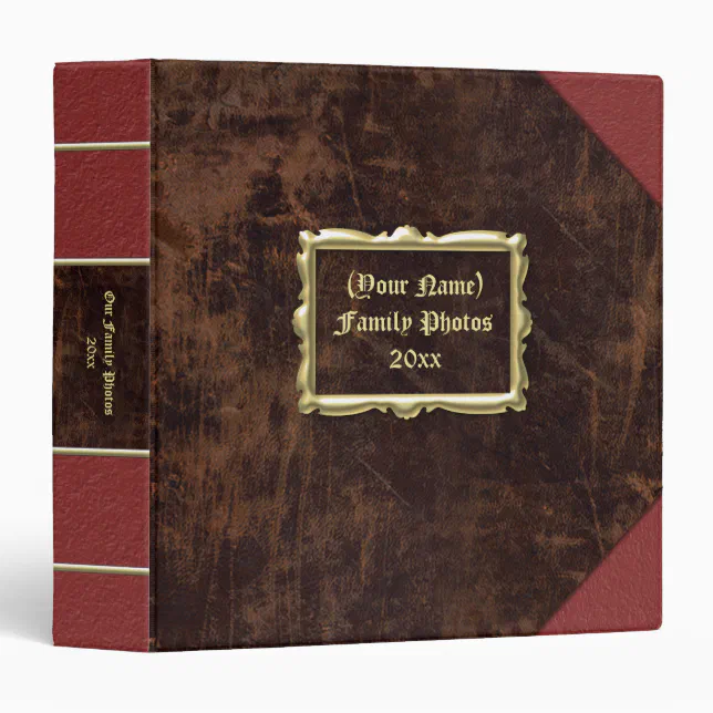 Vintage Leather-look Custom Photo Album Genealogy 3 Ring Binder | Zazzle
