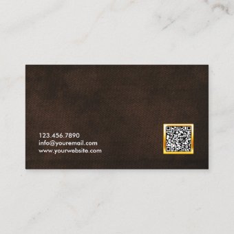 Vintage Leather QR Code Photography Business Card | Zazzle