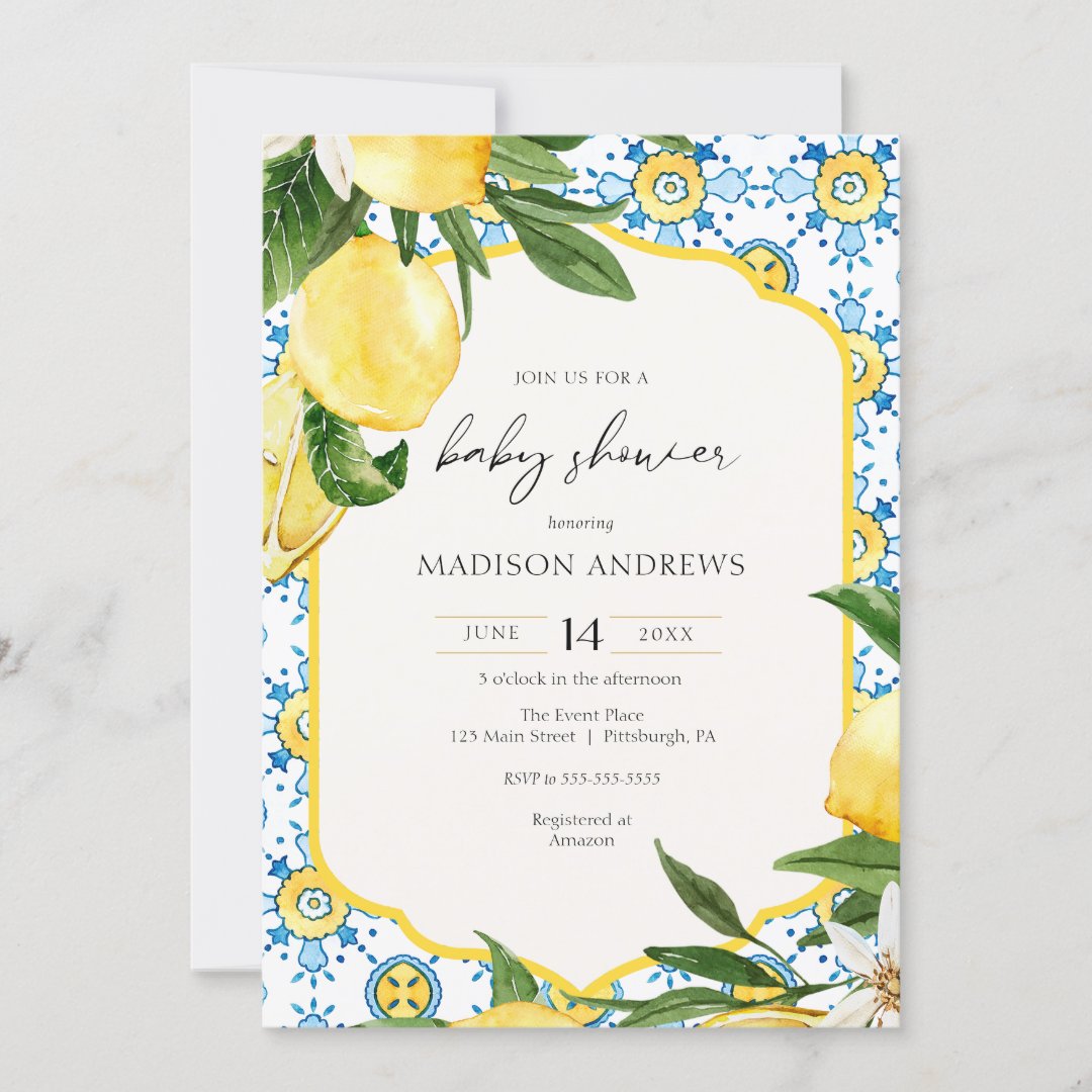Vintage Lemon Baby Shower Invitation | Zazzle