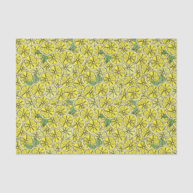 Vintage Lemon Fruit Pattern Decoupage Tissue Paper | Zazzle